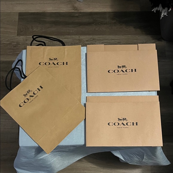 Coach | Party Supplies | New Coach Brown Set Of 2 Shopping Bags And 2 ...